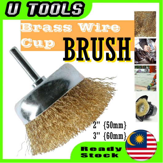 Brass Wire Cup Brush With Shank Berus Tembaga Besi Wood Steel Metal ...