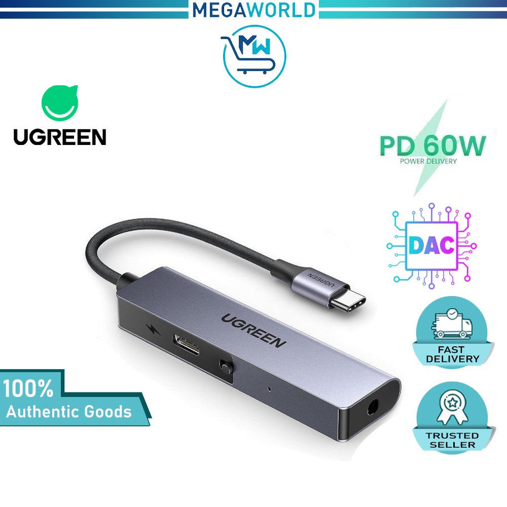 UGREEN 2 in 1 Adapter USB C to 3.5mm Aux 60W Type C PD Fast Charge ...