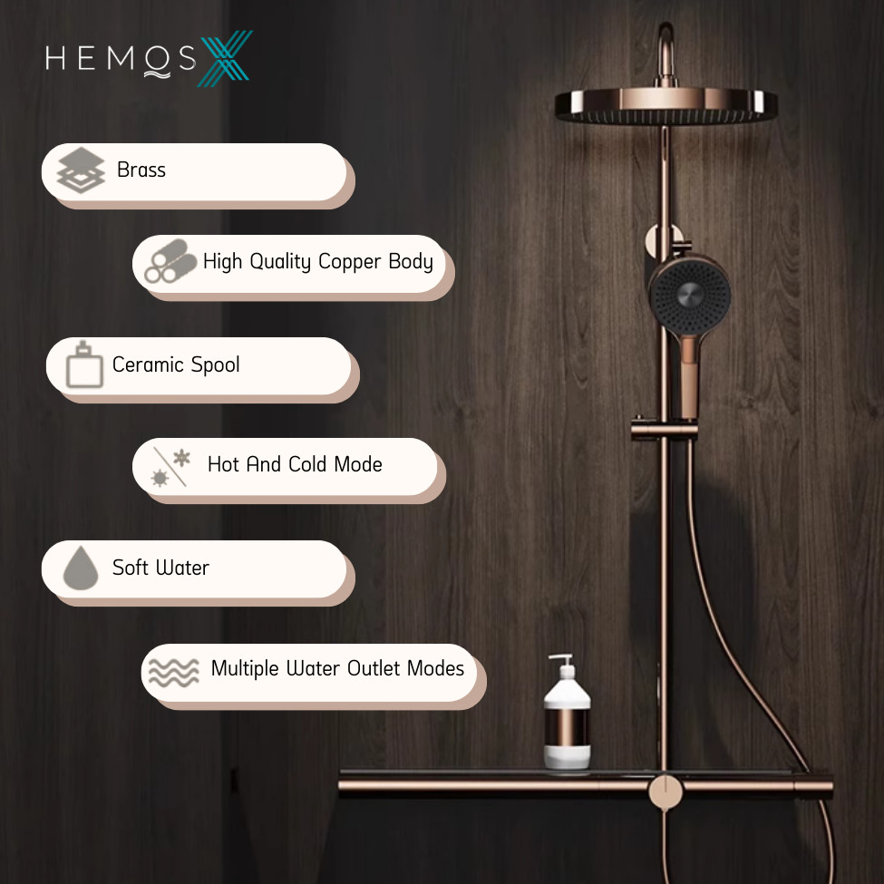 HEMOS X BATHROOM FAUCET 3 MODE BRASS MIXER RAIN SHOWER SETS SET MANDIAN ...