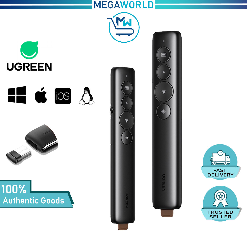 UGREEN Wireless Presenter Presentation Remote Clicker Laser Pointer 2.4GHz USB Powerpoint PPT ...