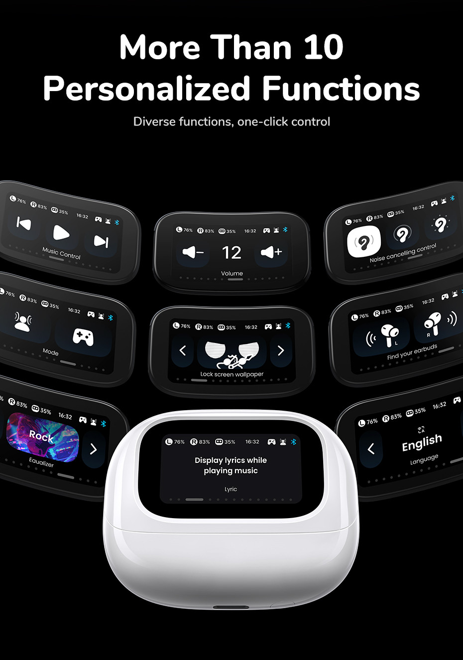 UGREEN T6 Magic Echobuds TWS Touch Screen Wireless Earbuds ANC Noise ...