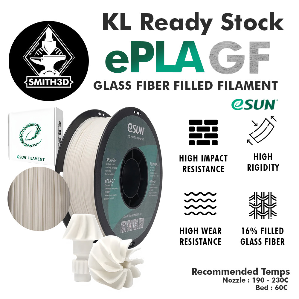 eSun ePLA GF Natural, PLA Glass Fiber Filament, 1.75mm 1kg, High Impact ...