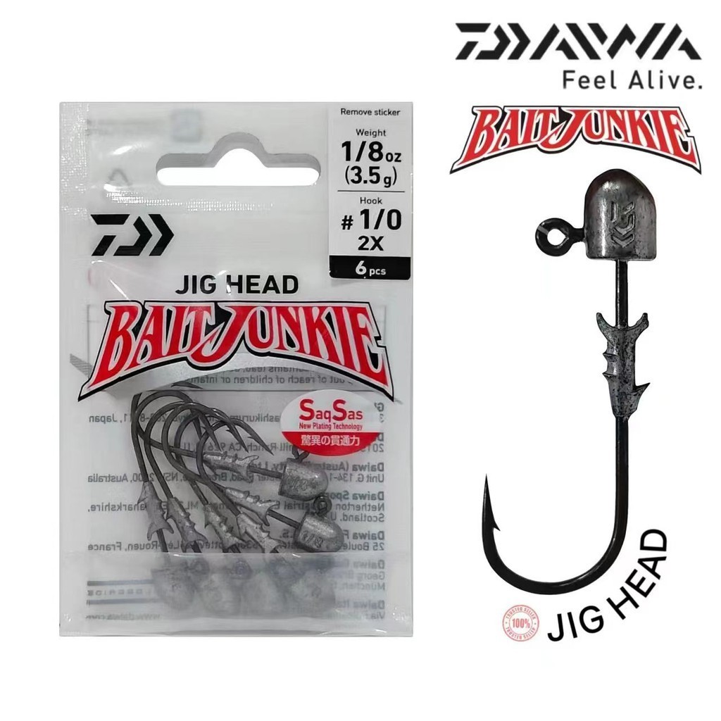 DAIWA BAIT JUNKIE JIG HEAD 2X 1/4 (7.0g) / 1/6 (4.7g) / 1/8oz (3.5g ...