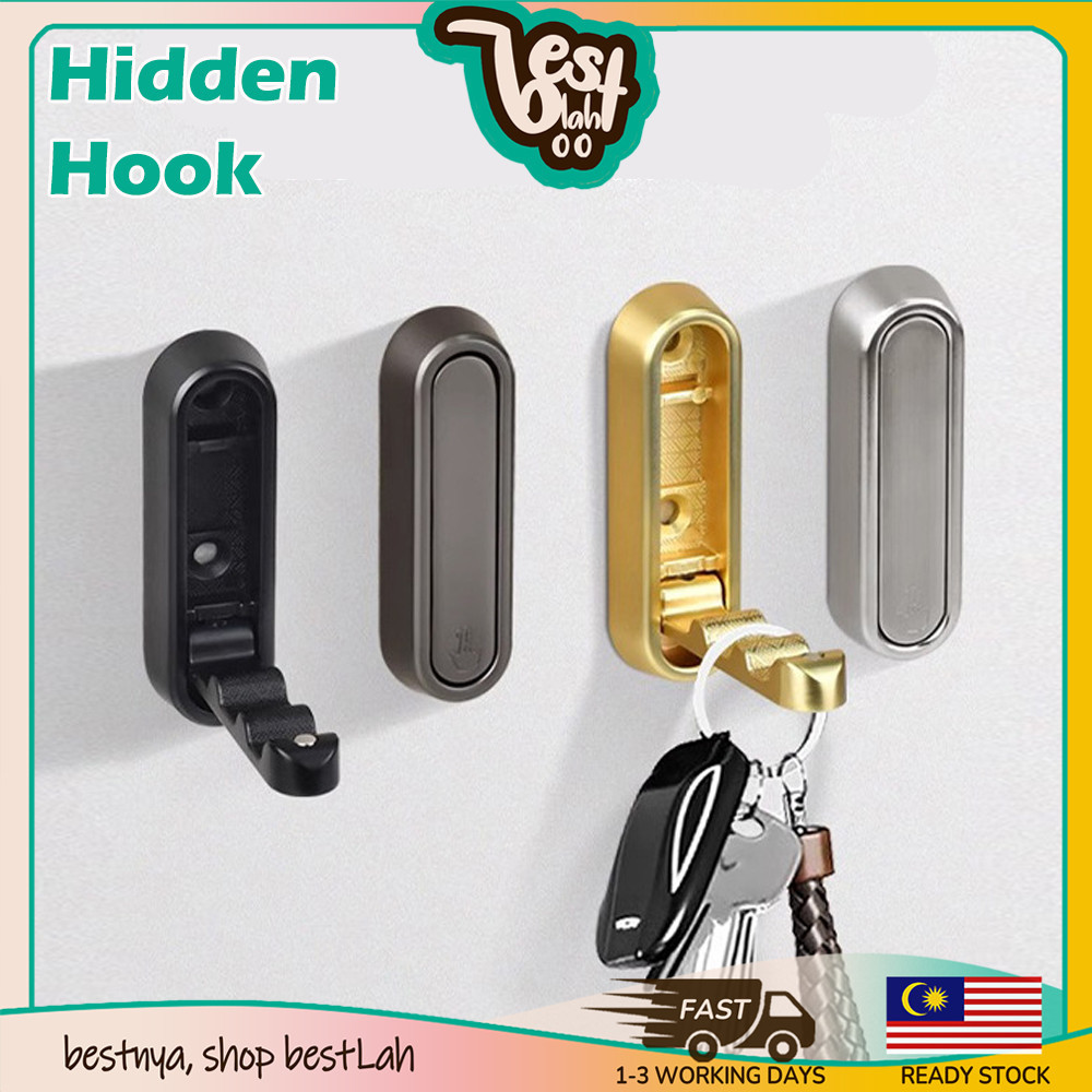 BESTLAHH Folding Wall Hook Foldable Hidden Hanging Retractable Hook ...