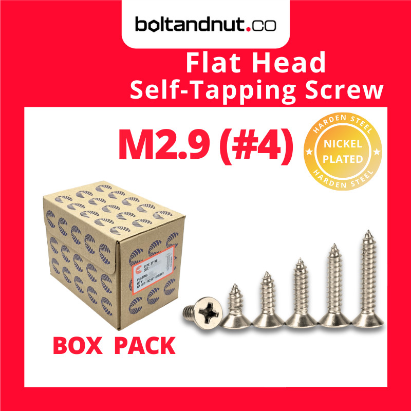 [BOX PACK] Phillips Flat Head Self Tapping Screw | Harden Steel ...