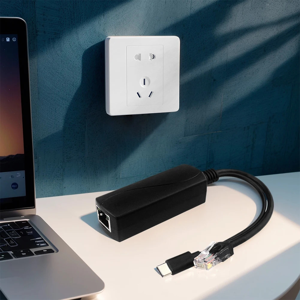 PoE 48V To USB-C 5V/4A Output Adaptive 10/100/1000Mbps PoE Power Over ...