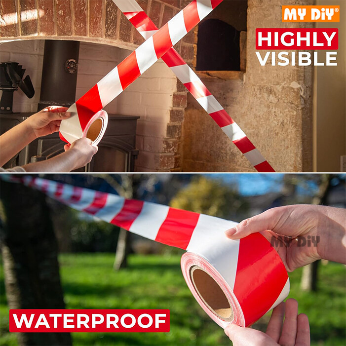 50MM X 100M WARNING TAPE BARRIER TAPE - RED WHITE WARNING TAPE ROLL FOR ...