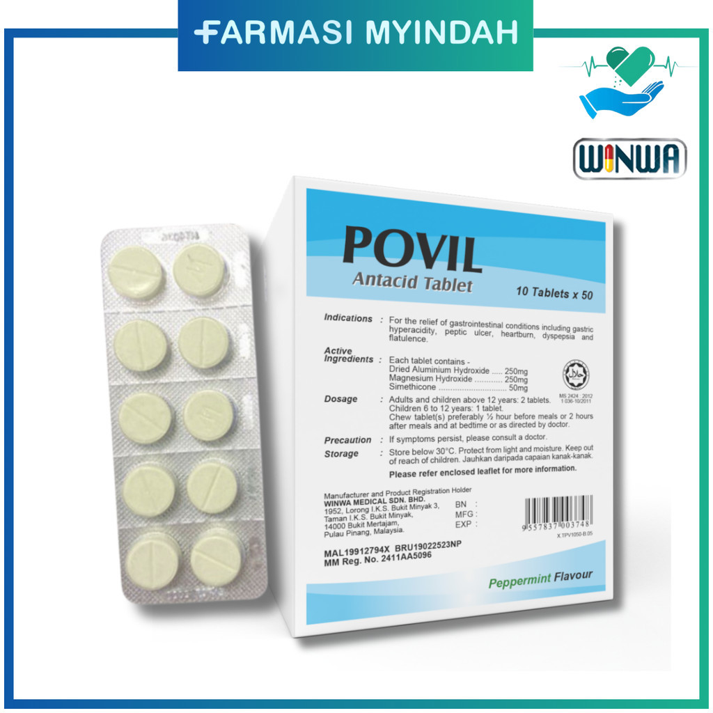Povil Antacid Tablet 10's (strip) | Shopee Malaysia