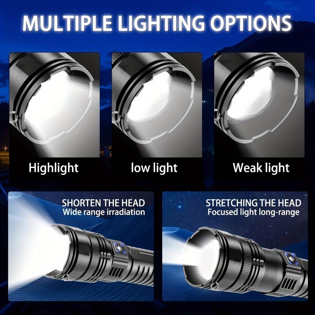 NEW FlashLight Built-in 15000mah battery Spotlights 9km 990000000LM ...