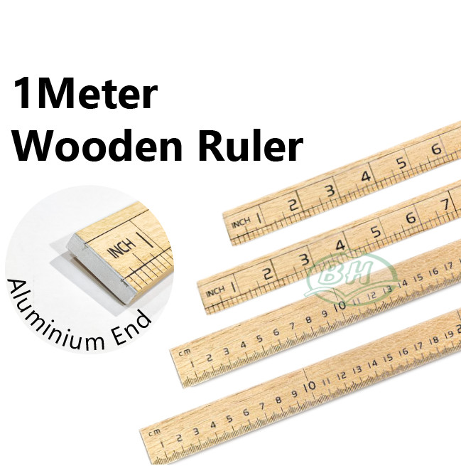 1 Meter/ 100cm Pembaris Kayu Ukur Baju & Kain/ Straight Long Wood Ruler/ Pembaris Kayu Jahitan ...