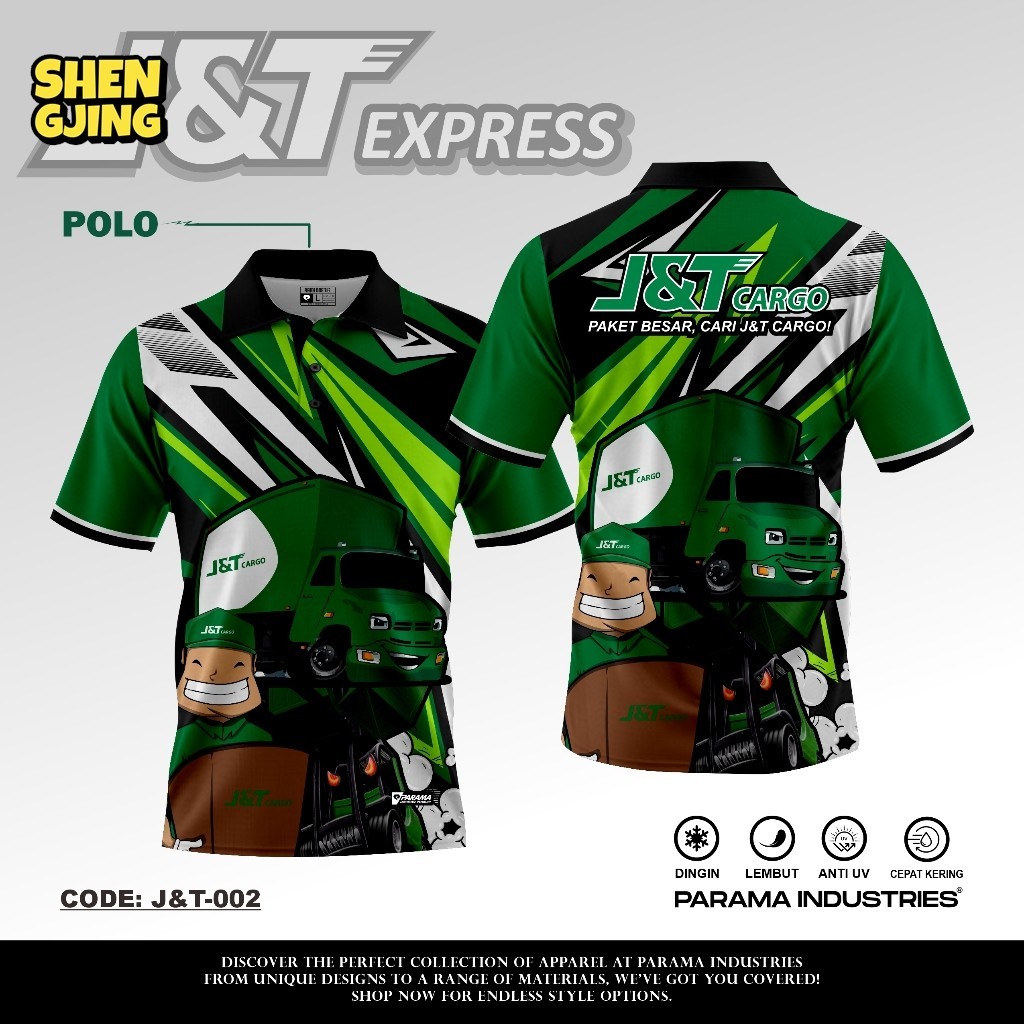 PARAMA JERSEY ORIGINAL J&T CARGO FULL PRINTING BAJU DRIVER KURIR PAKET ...