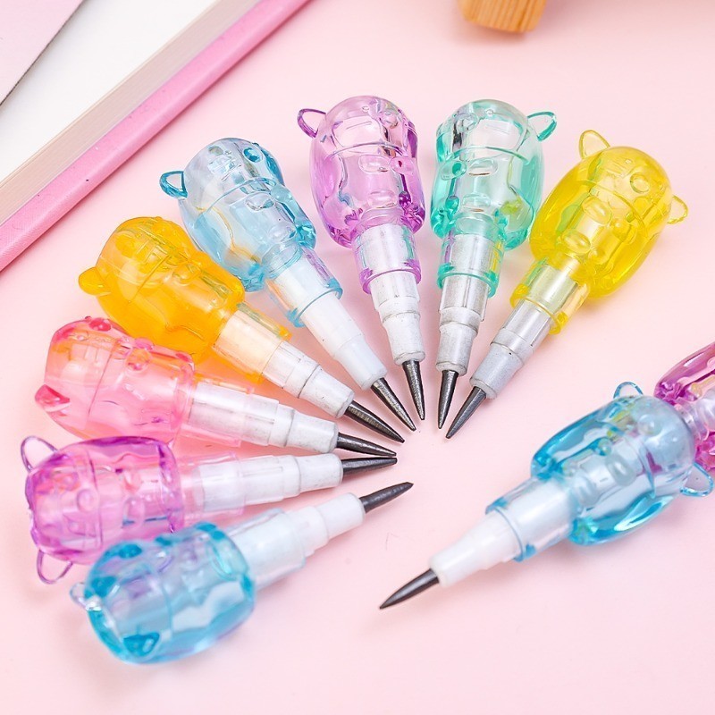 2/4Pcs Colorful Stackable Block Pencils - Cute Cartoon Bear Plastic ...