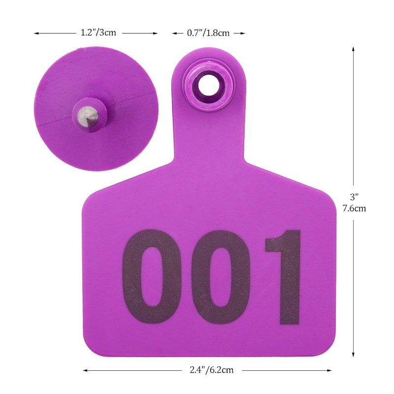 Farm Livestock Supplies Purple Cattles Ear Tags Numbered 001-100 Cows ...