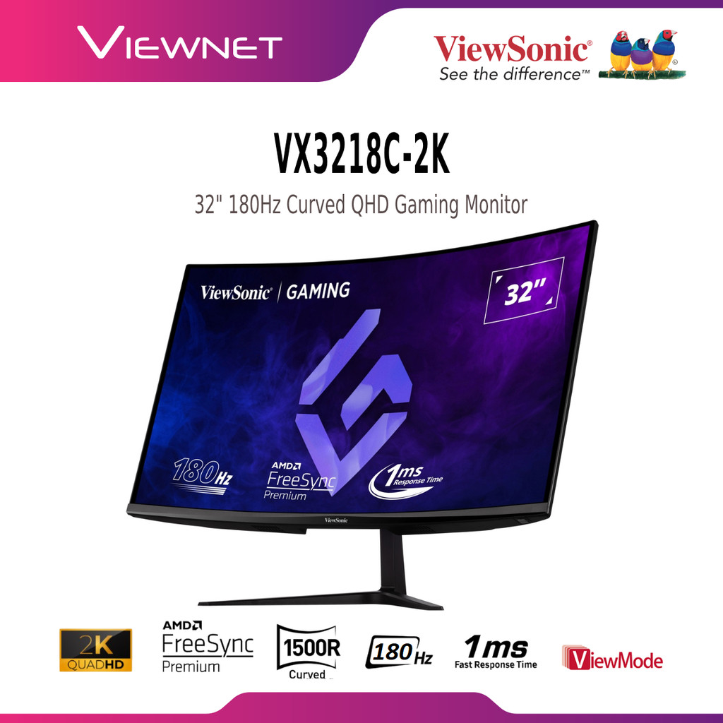 VIEWSONIC 32" VX3218C-2K LED QHD 2560x1440P @165HZ CURVED GAMING LCD ...