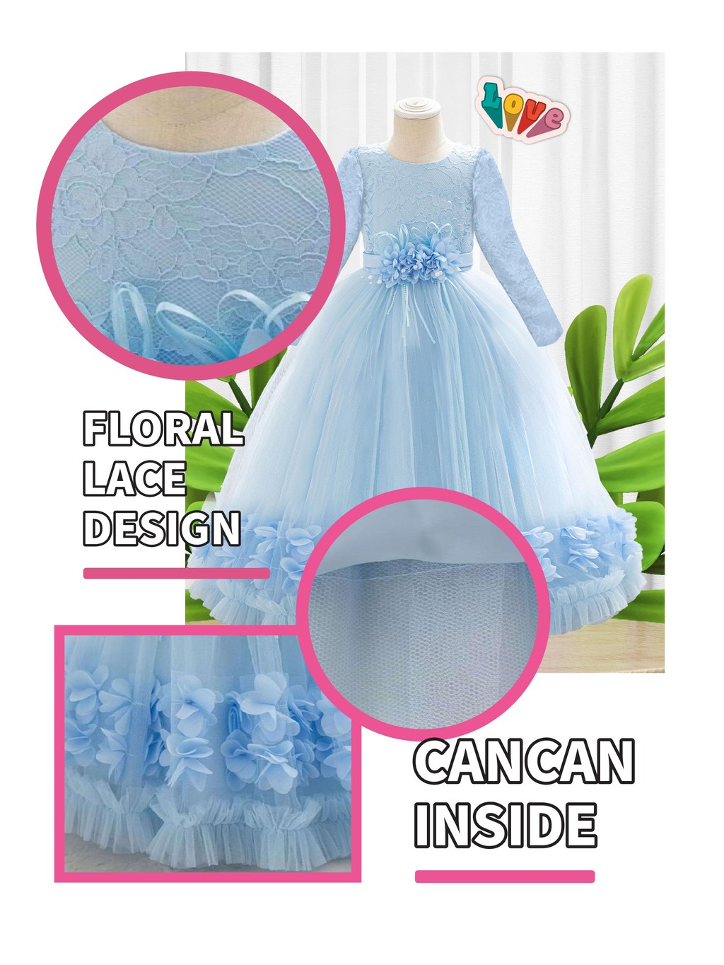 [5-9±Yrs] Gaun Budak Dress Budak Retro Kembang Princess Dress Soft ...