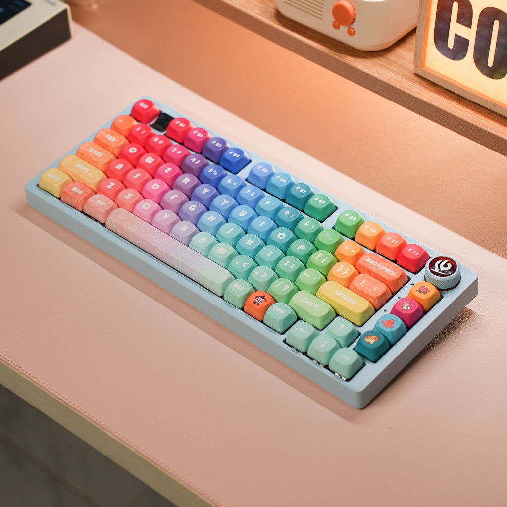 Rainbow Set Keycap Circular Cap MOA Profile PBT DYE-SUB 135 Keys for MX ...