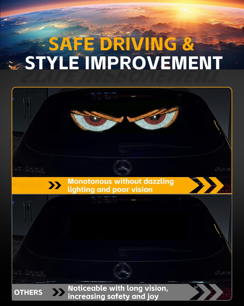 2Pcs/Set Dynamic Demon Eye Lights Car Sticker 24V 12V USB RGB LED ...