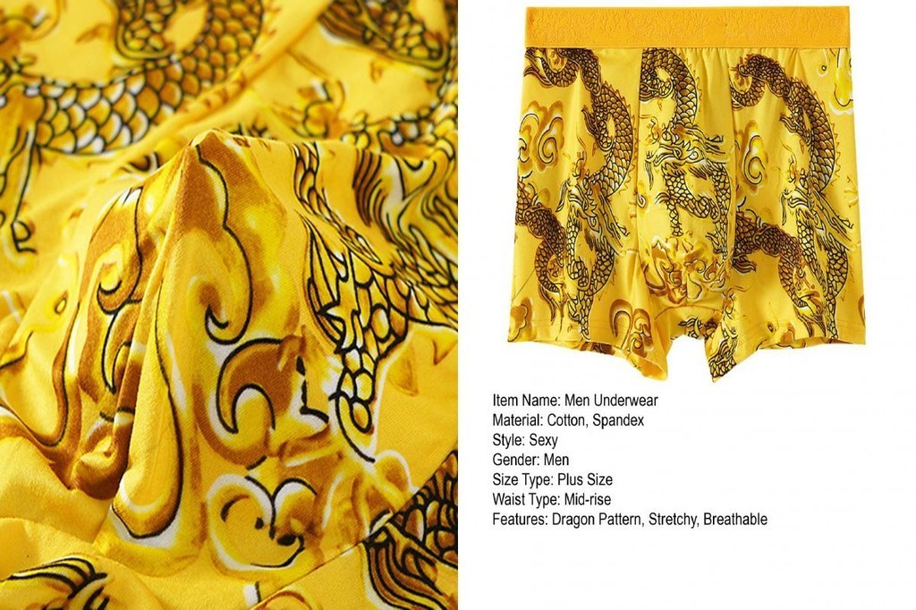 Graphene Dragon Pattern Boxer Briefs Breathable Dragon Pattern Boxer ...