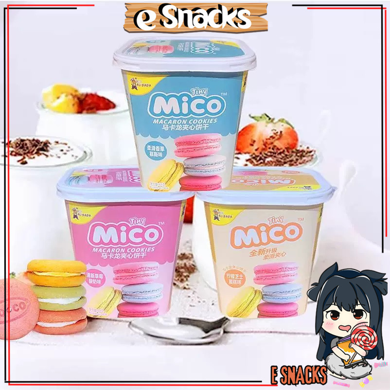 【MICO】马卡龙夹心饼干 草莓酸奶味 抹茶味 柠檬味 小黑饼夹心饼干 Macaroon Orea Cookies 88g | Shopee Malaysia