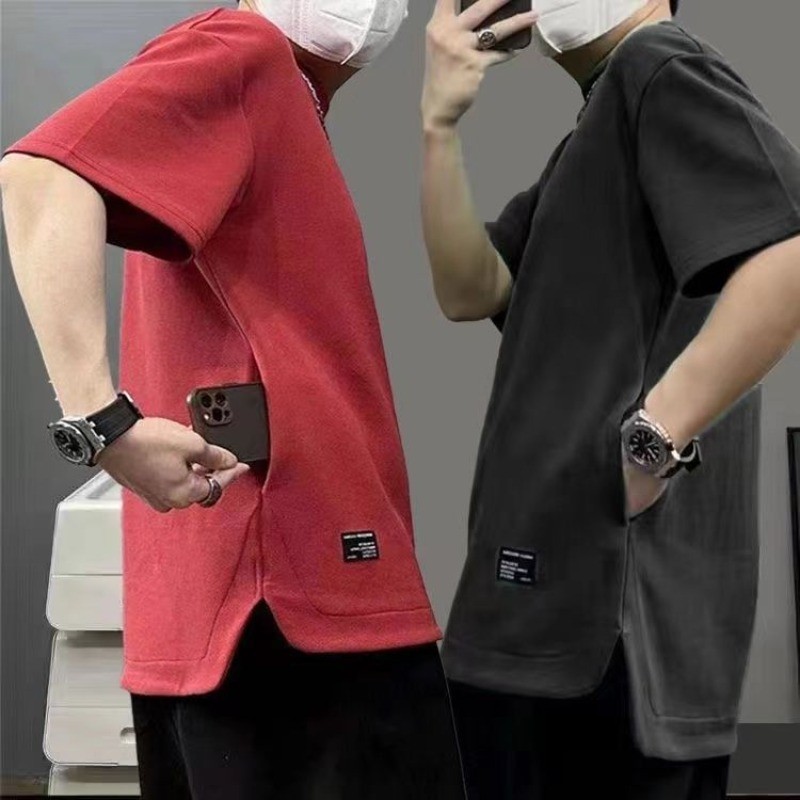 【M-8XL】Loose Oversized big size t shirt man Waffle Casual Cool Breathable Men's Short Sleeves ...