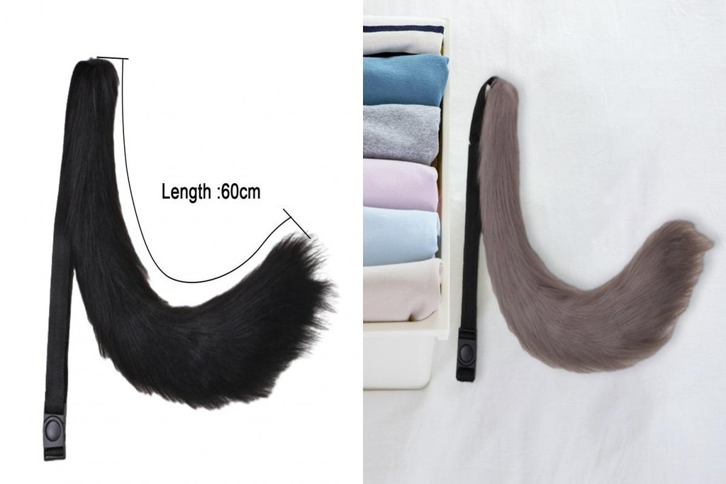 Faux Fox Tail Fake Cat Tail Soft Plush Fox Tail for Cosplay Adjustable ...