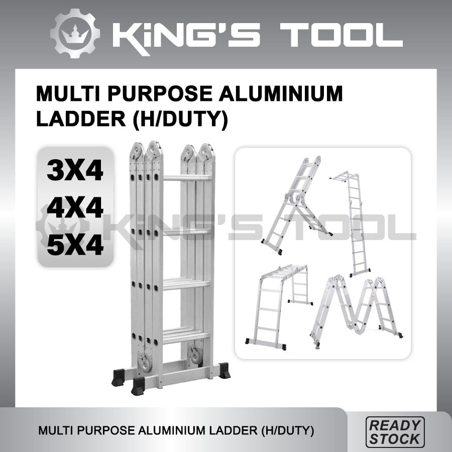 MULTIPURPOSE ALUMINIUM LADDER- H/DUTY (12/ 16/ 20 STEP) PORTABLE ...