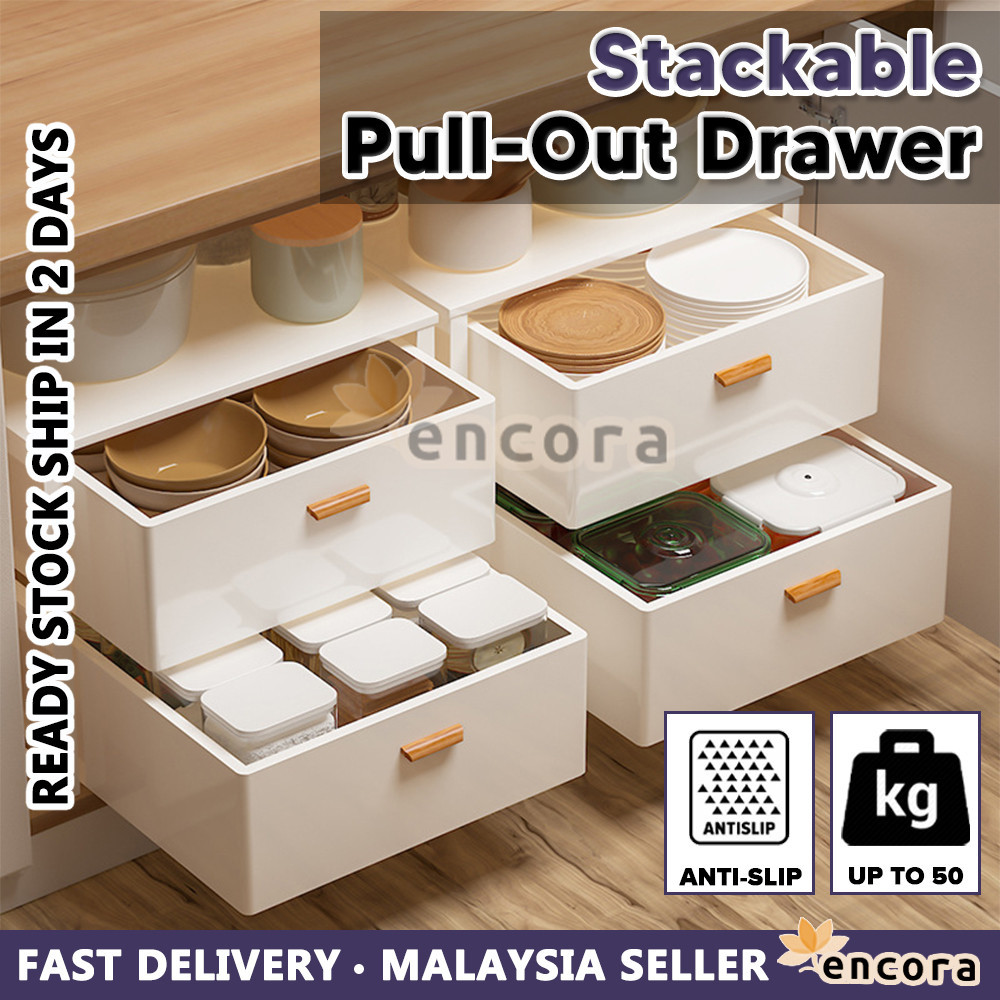 Encora Stackable Kitchen Pull Out Drawer Laci Dapur Condiment Organizer ...