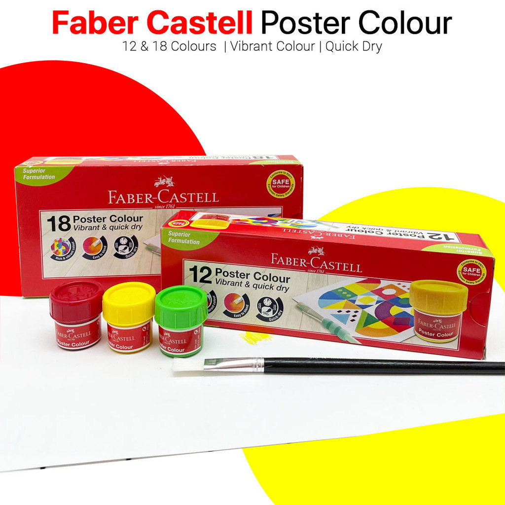 Desklife Faber Castell 12 /18 Poster Colour Set Warna Air 15cc -(Box ...