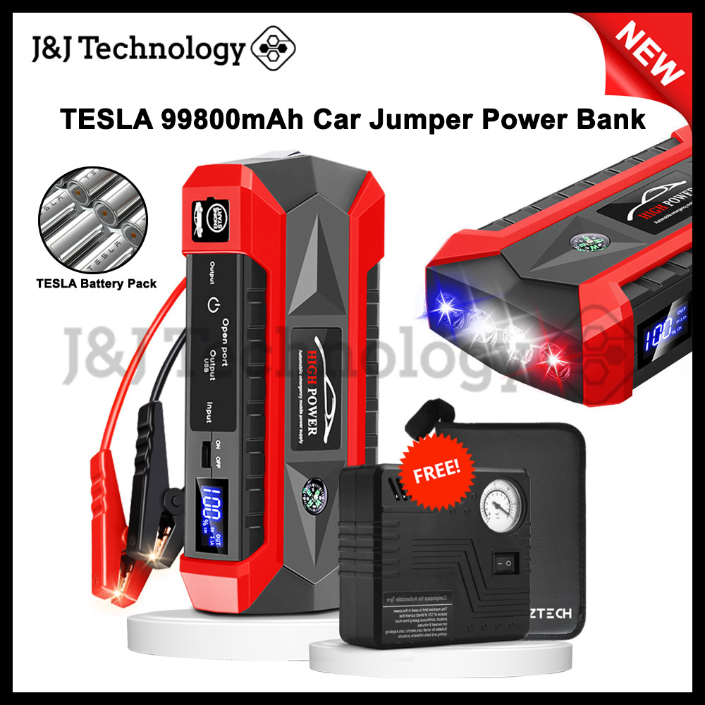 (NEW) JNJ Technology 99800mAh 12V Car Jumper Car Tyre Air Pump Portable ...
