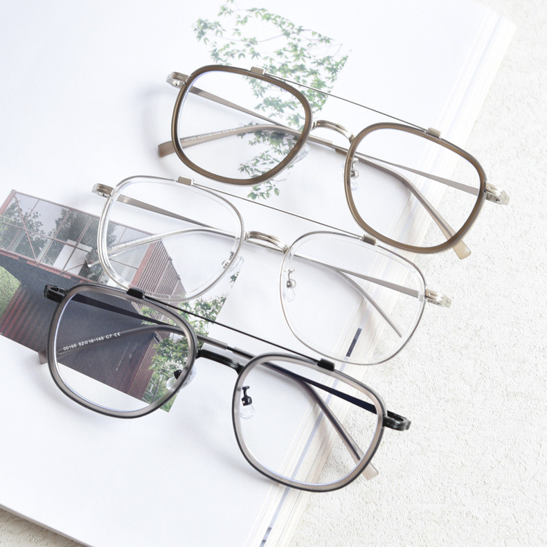 Vintage Double Beam Pilot Glasses Frame men Fashion Metal Spectacle ...