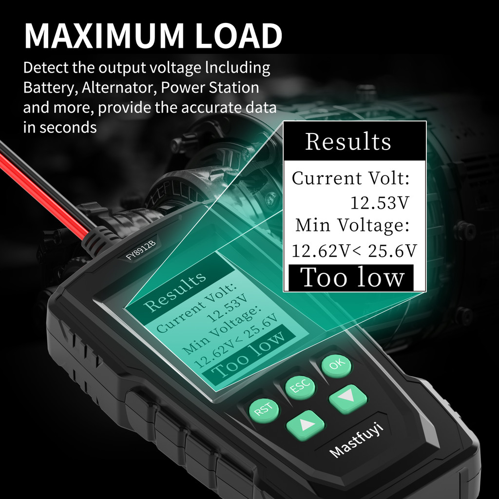 12V/24V Car Lead-Acid Battery Tester System Analyzer SOC SOH CCA I-R ...