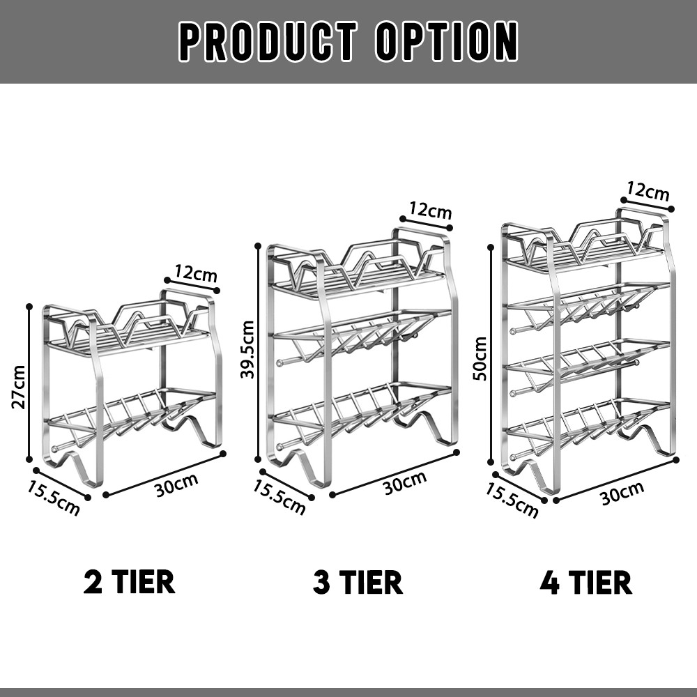 Innohut 2 3 Tiers Stainless Steel Kitchen Condiment Rack Rak Dapur ...
