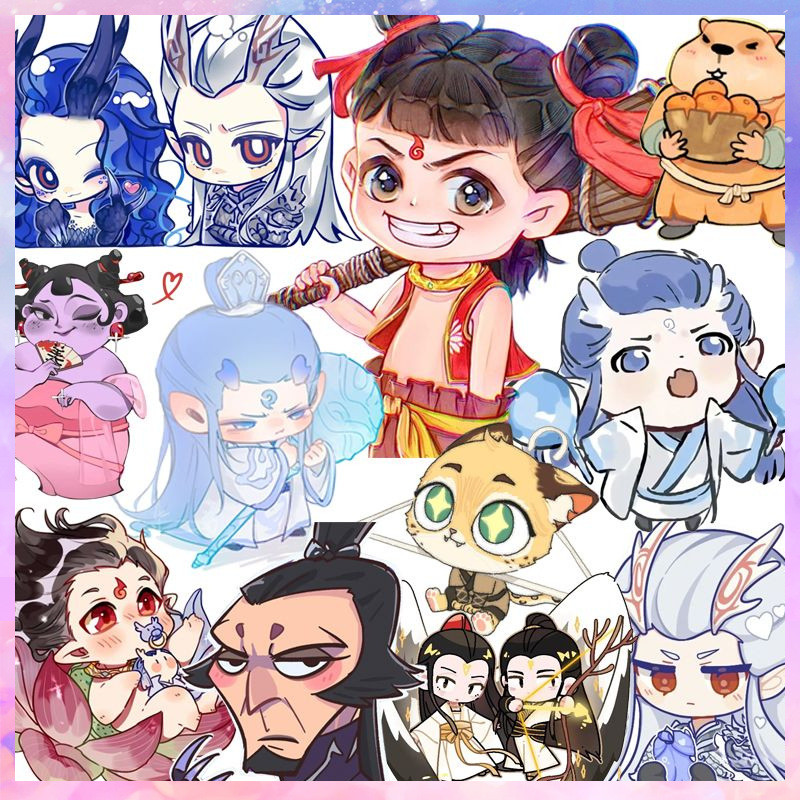 62Pcs Nezha 2 Cartoon Cute Expression Pack Anime Sticker DIY Luggage ...