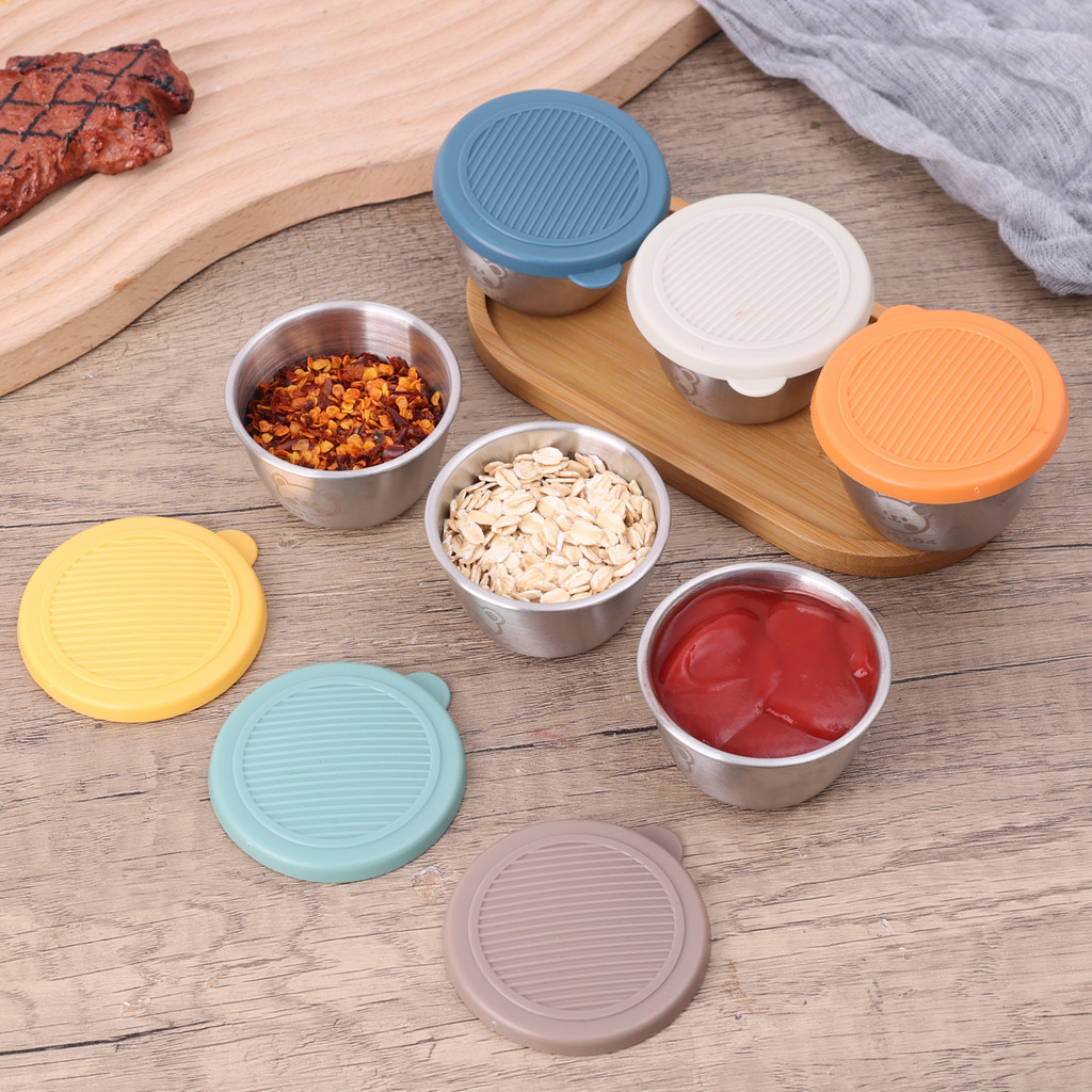 Cartoon Bear Stainless Steel Sauce Cup Pepper Condiment Container with ...