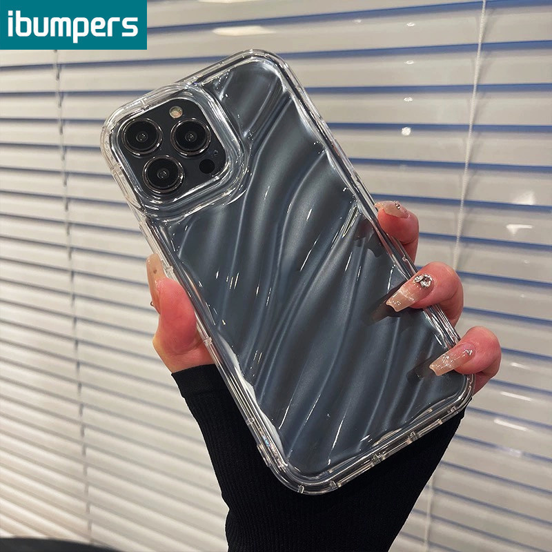 Ibumpers High Quality Premium Simple Transparent Silicone Casing Clear Wavy Case for Iphone 15 ...