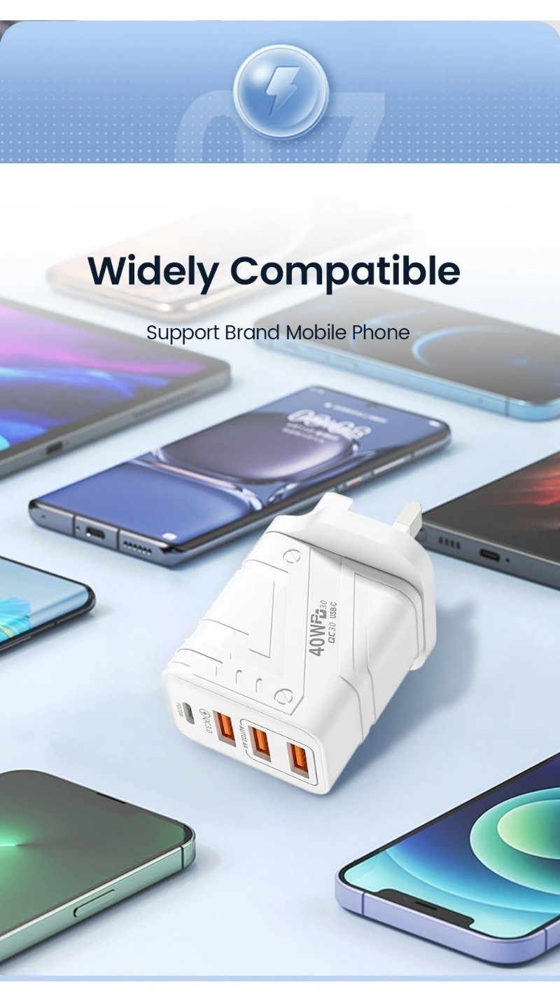 40W USB Type C Charger 4 Ports Fast Charging Mobile Phone Charger Power ...