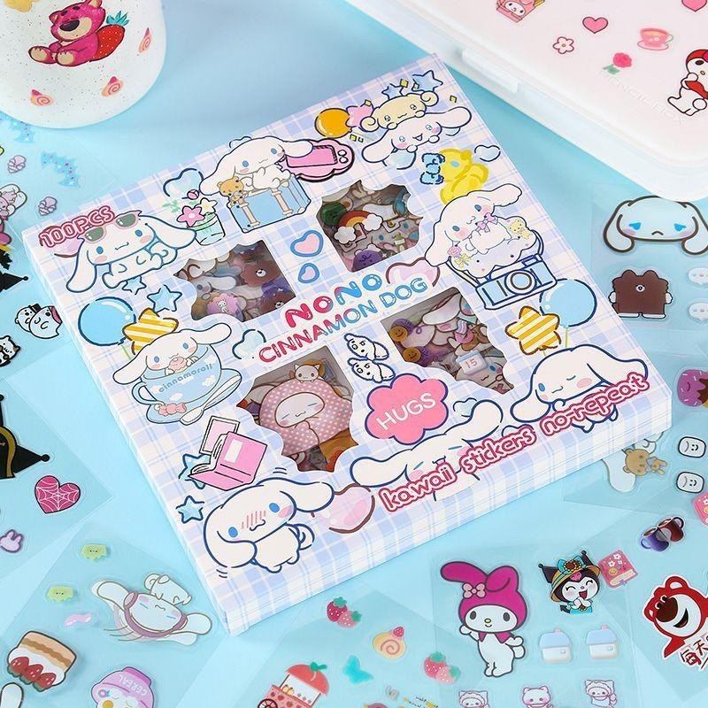 100 Pcs/Set Cute Sanrio Nono Sticker PVC Waterproof Sticker Cinnamoroll ...