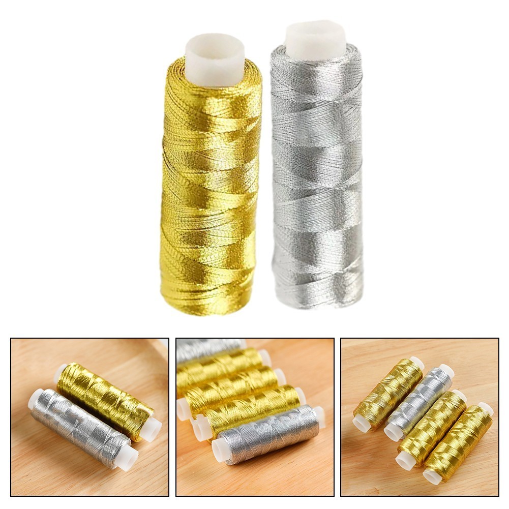 ⭐In Stock ⭐ Glossy Silver And Gold Embroidery Thread For Diy Knitting ...