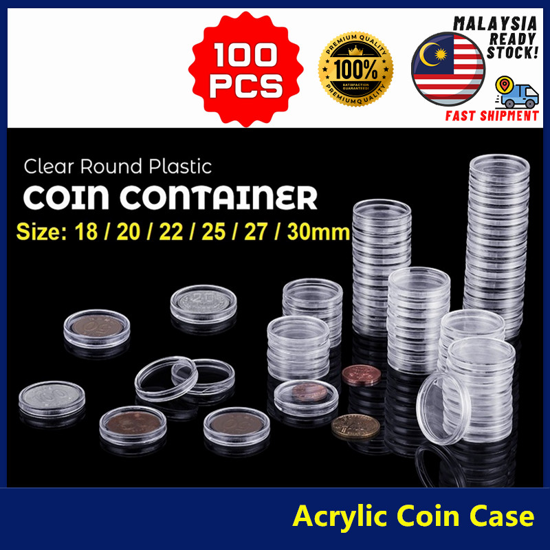 [100 PCS] Acrylic Coin Capsule / Coin Case / Container 18 | 20 | 22 ...