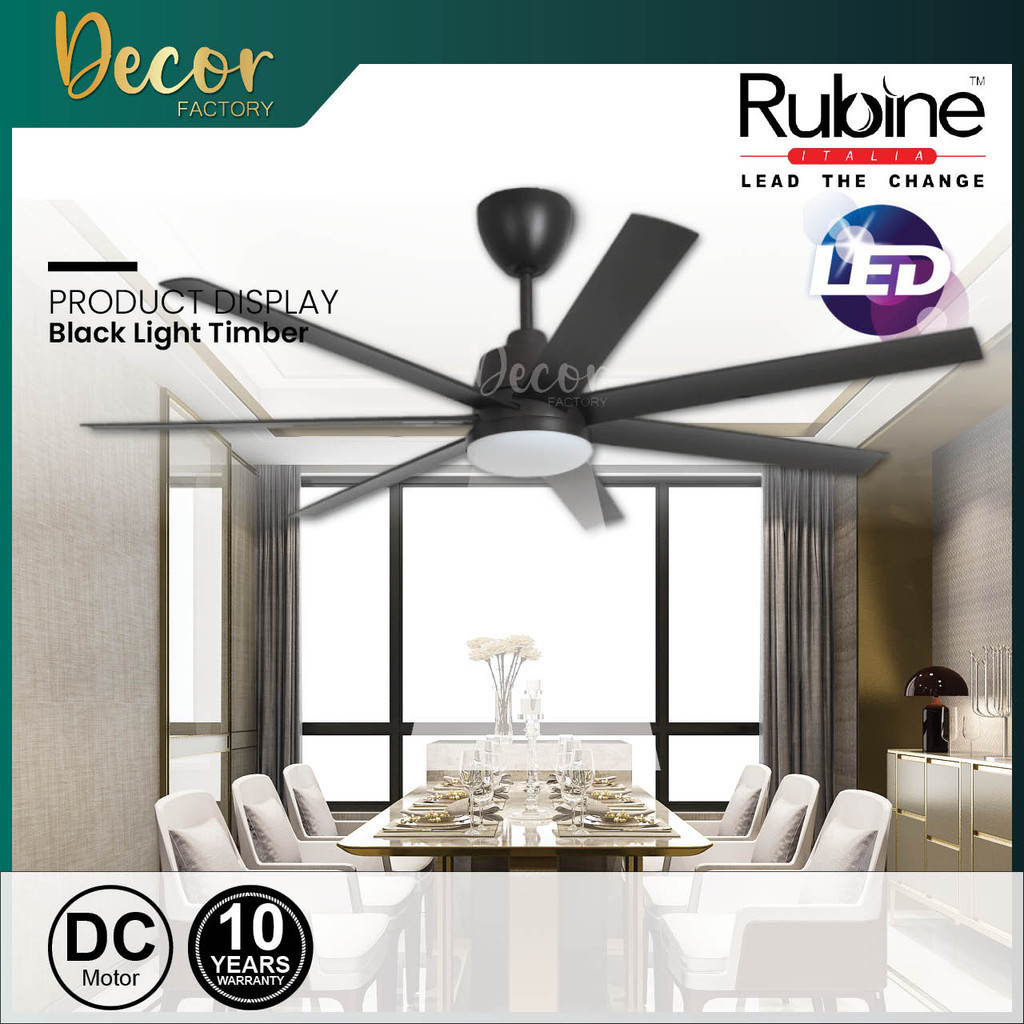 RUBINE Fan RUBINE SETTE 56" 7 Blades DC Motor 6 Speed + Reverse Remote ...