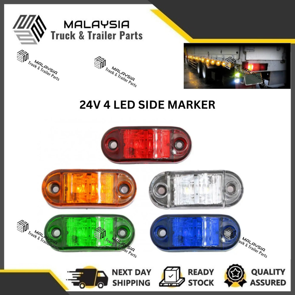 24V 4 LED Side Marker Side Lights Signal Indicator Reflector Side Lamp ...