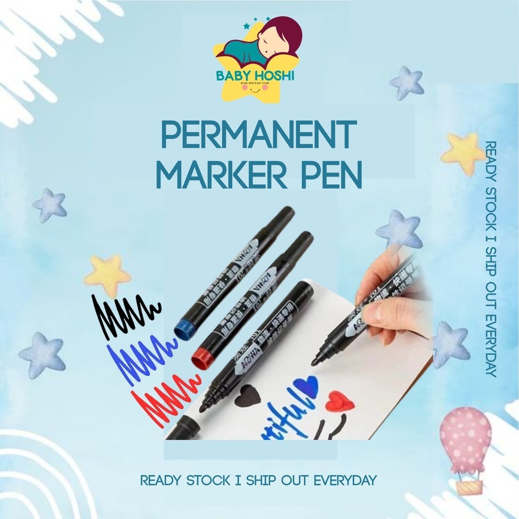 [BH] Red/Blue/Black] 1.5MM Permanent Maker Pen Bullet/ Marker Pen/ Oily ...