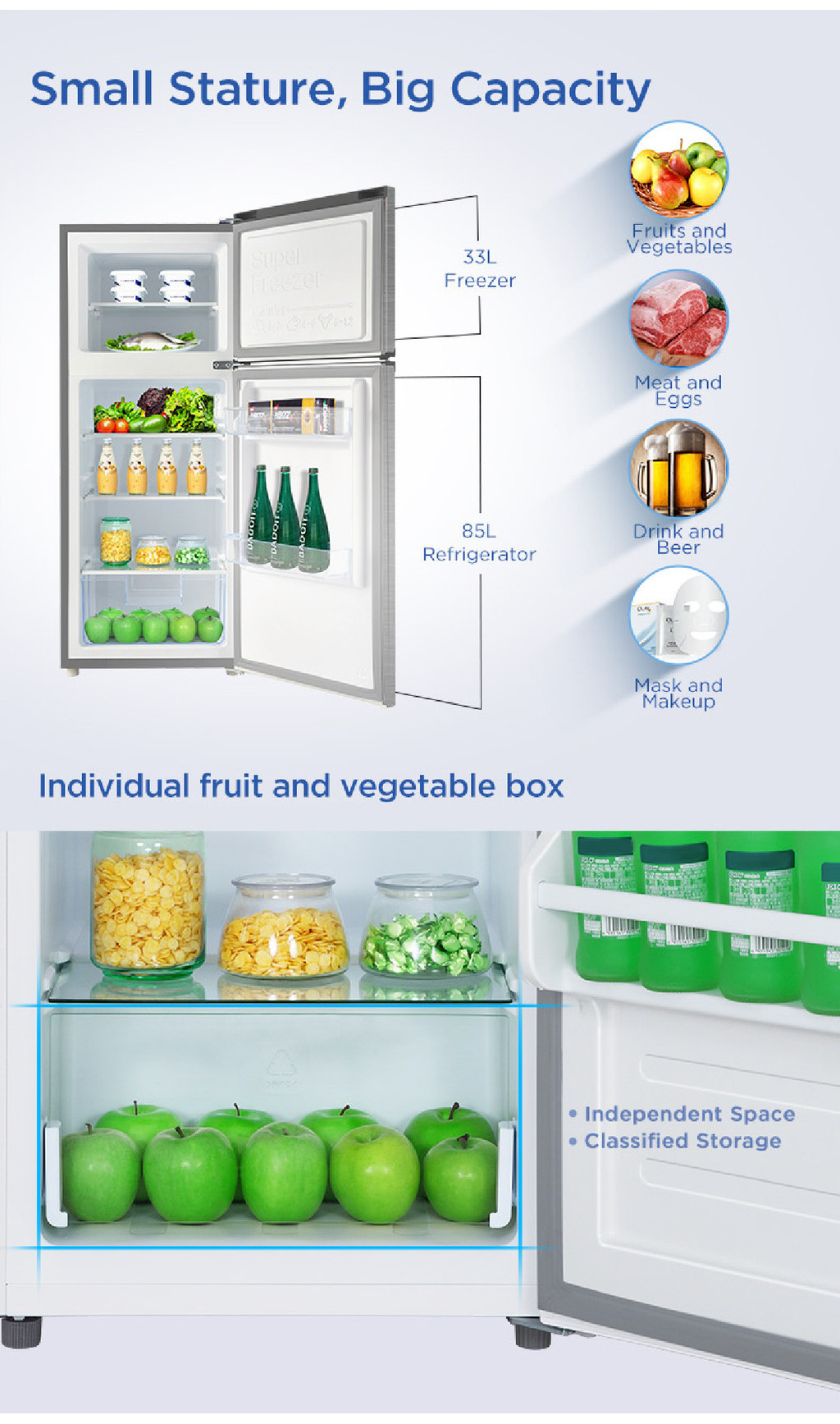 [FREE SHIPPING] TCL 165L Two-Door Top Mounted Refrigerator Mini Fridge ...