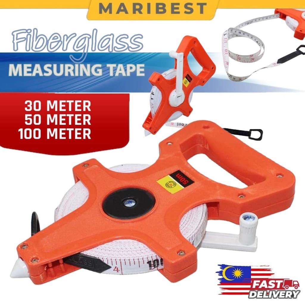 30M/50M/100M Fiberglass Measuring Tape A-Type Retractable Portable ...