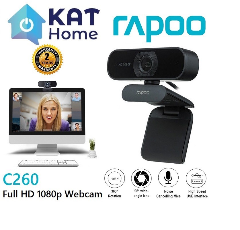 RAPOO C260 FULL HD 1080P WEBCAM WITH 360° HORIZONTAL ROTATION, BUILT IN ...