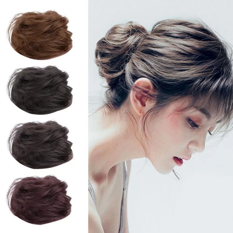 Women Fluffy Bun Invisible Seamless Natural Bun Braiding Hair Ring ...