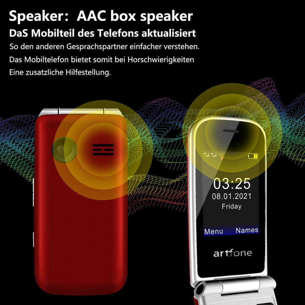 Artfone F20 Big Button Senior Flip Mobile Phone For Elderly Unlocked Celulares Single Sim ...