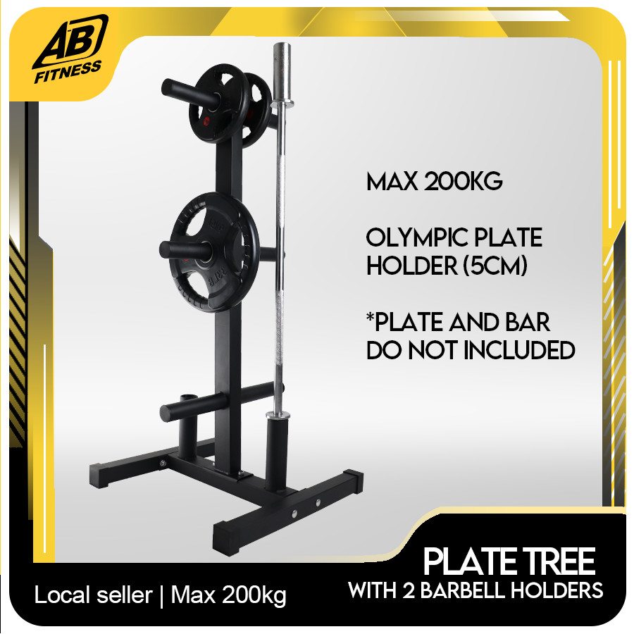 Olympic Weight Plate Tree with 2 Barbell Holders / Pokok Plat Berat ...