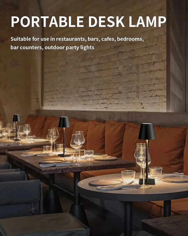 Rechargeable Desk Lamp 3 Colors LED Touch Dimming Table Lamp for Bar ...