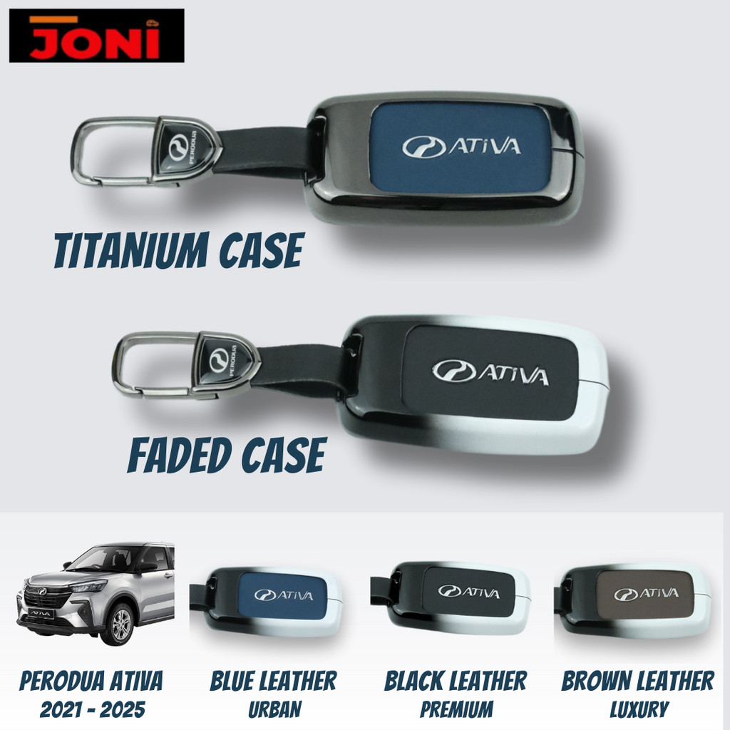 PERODUA ATIVA Leather + Titanium Keyless Remote Car Key Control Cover ...